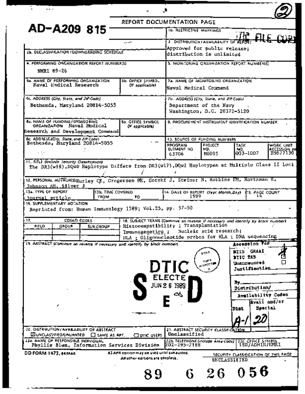 (PDF) The DR3(w18),DQw4 haplotype differs from DR3(w17),DQw2 haplotypes ...