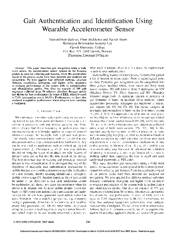 (PDF) Gait Authentication and Identification Using Wearable ... (PDF) Gait Authentication and Identification Using Wearable ...