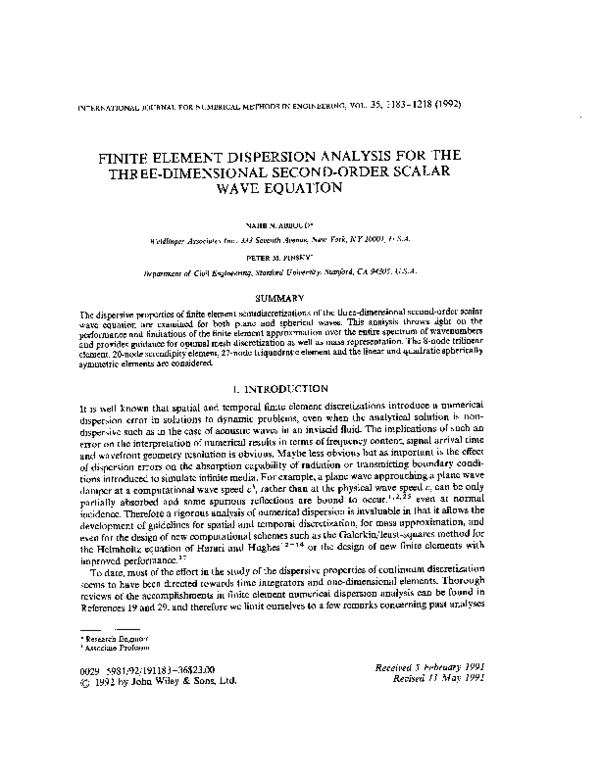 (PDF) Finite element dispersion analysis for the three-dimensional ...