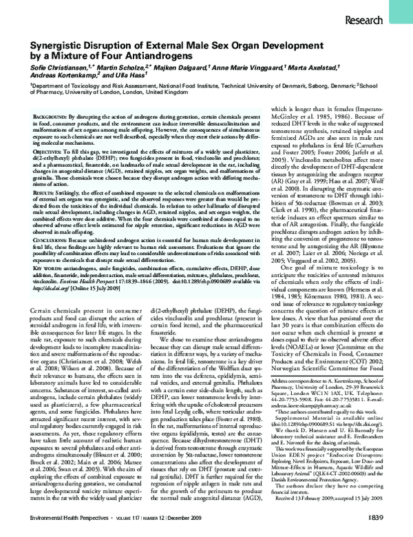 Pdf Synergistic Disruption Of External Male Sex Organ Development By A Mixture Of Four