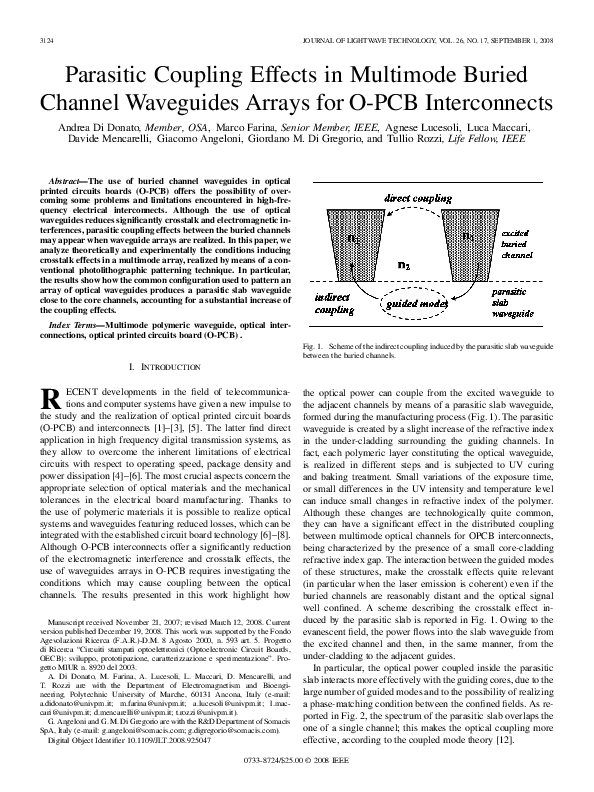 (PDF) Parasitic Coupling Effects in Multimode Buried Channel Waveguides Arrays for O-PCB ...