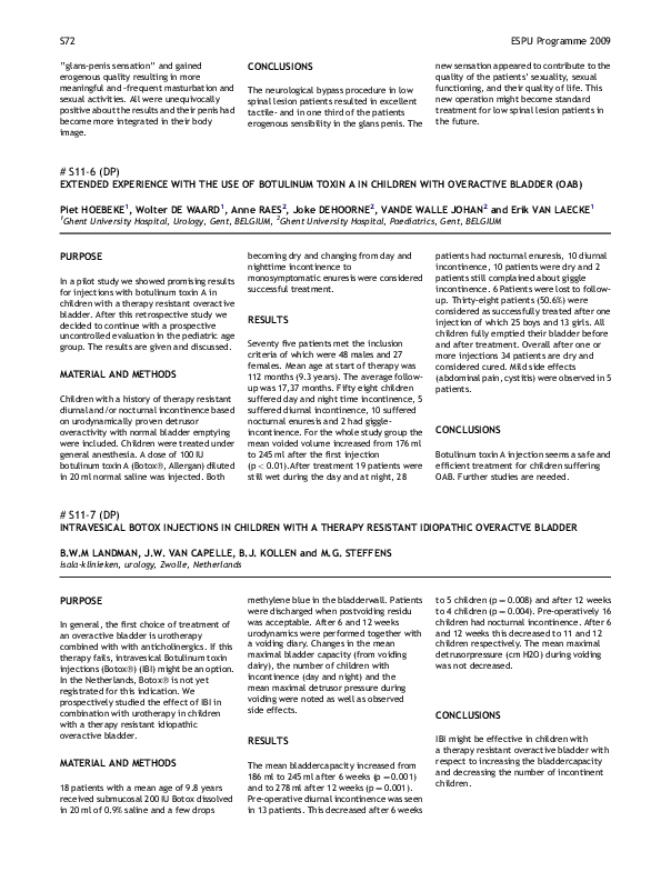 (PDF) Intravesical botox injections in children with a therapy ...