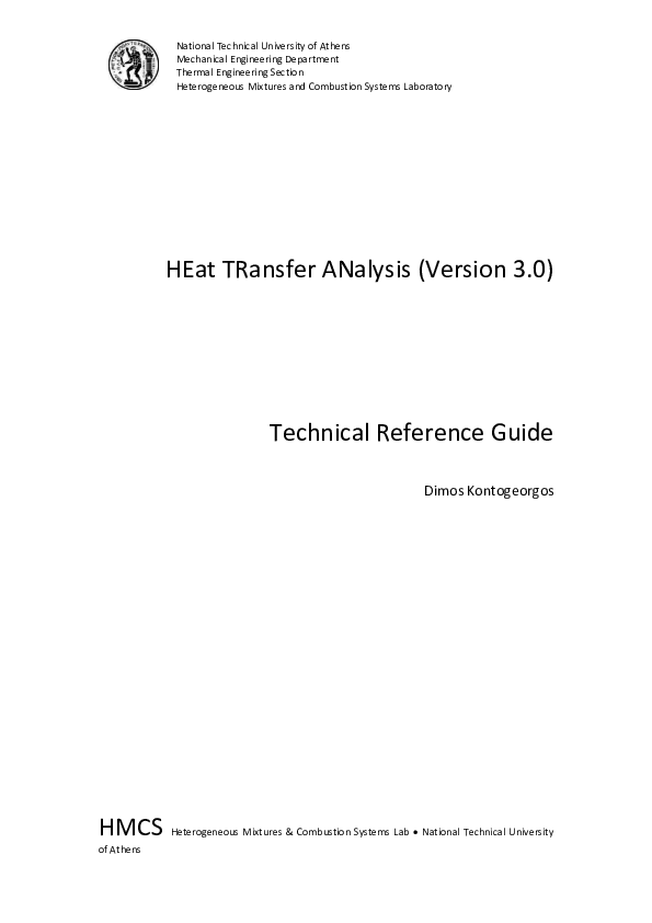 (PDF) HEat TRansfer ANalysis (Version 3.0) Technical Reference Guide