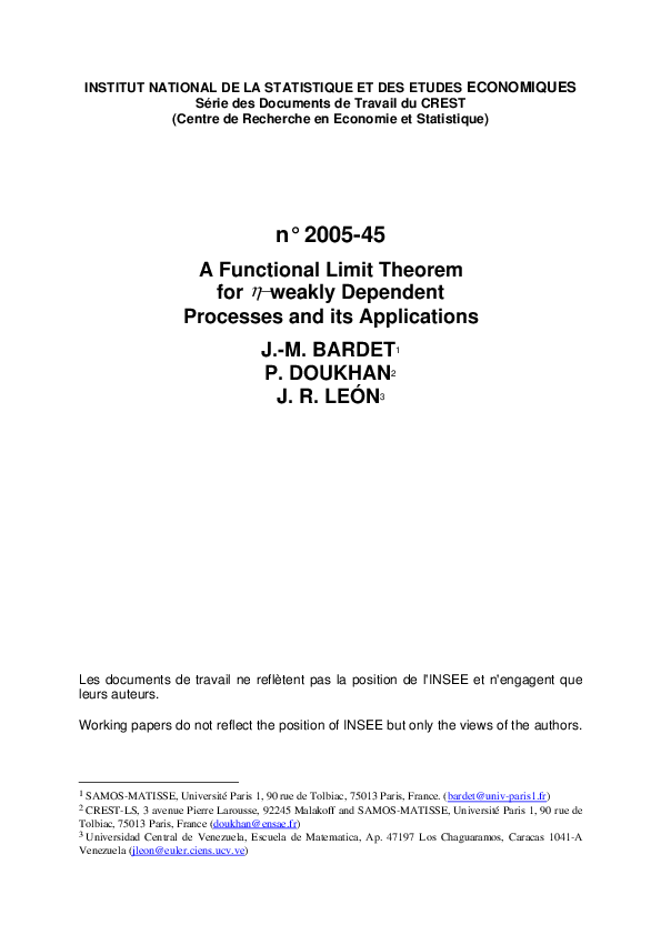(PDF) A functional limit theorem for η-weakly dependent processes and its applications
