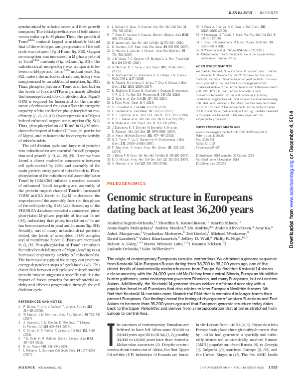 (PDF) Paleogenomics. Genomic structure in Europeans dating back at ...