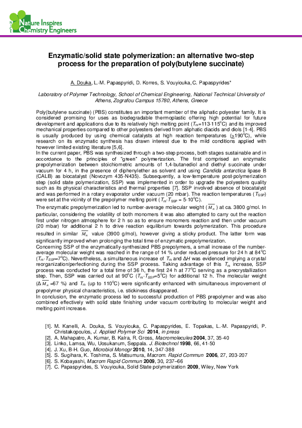 (PDF) Enzymatic/solid state polymerization: an alternative two-step ...