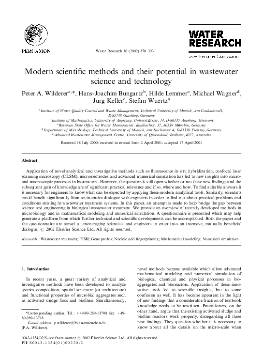 (PDF) Modern scientific methods and their potential in wastewater ...