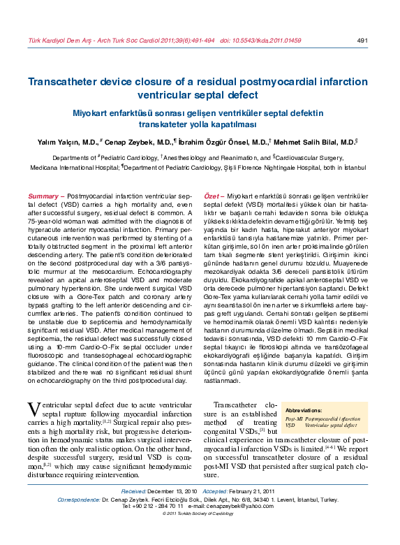 (PDF) Transcatheter device closure of a residual postmyocardial ...