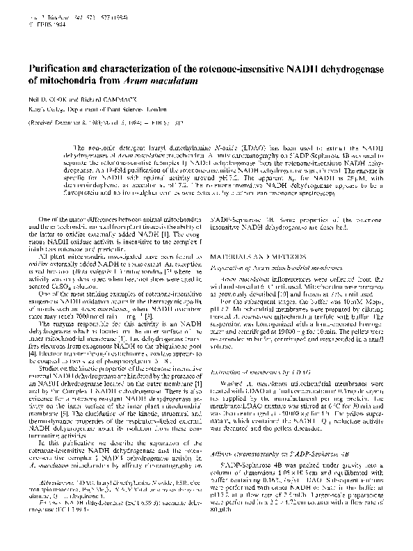 (PDF) Properties of a soluble rotenone-insensitive NADH dehydrogenase ...