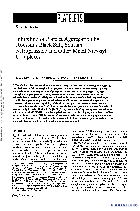(PDF) Inhibition of Platelet Aggregation by Roussin's Black Salt ...