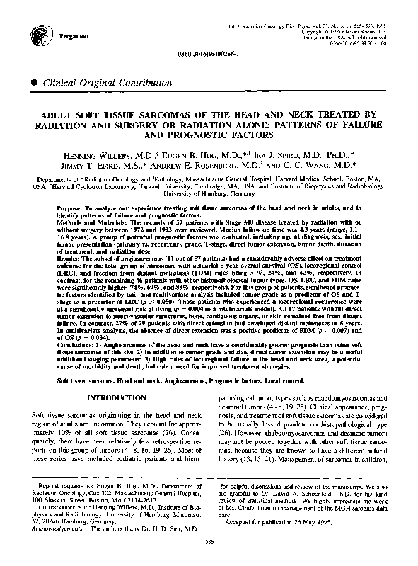 (PDF) Soft-tissue sarcomas of the head and neck in children | Steven ...