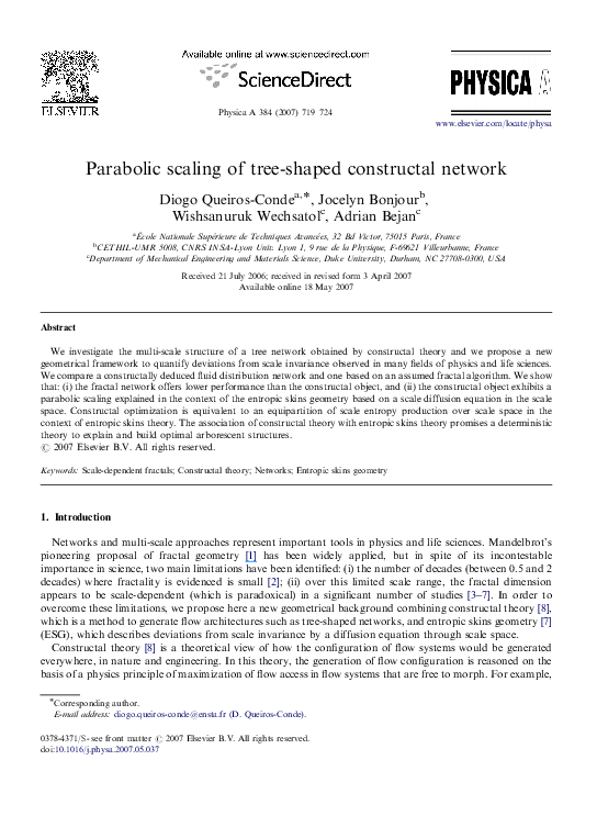 (PDF) Parabolic scaling of tree-shaped constructal network