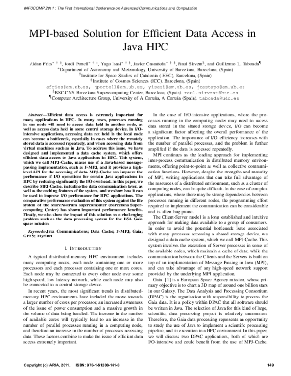 Pdf Mpi Based Solution For Efficient Data Access In Java Hpc