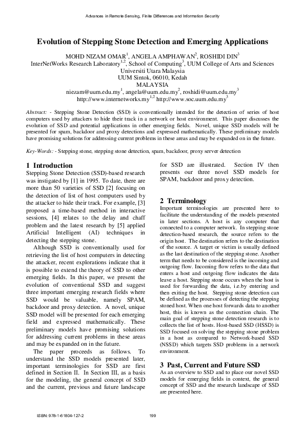 (PDF) Evolution of Stepping Stone Detection and Emerging Applications