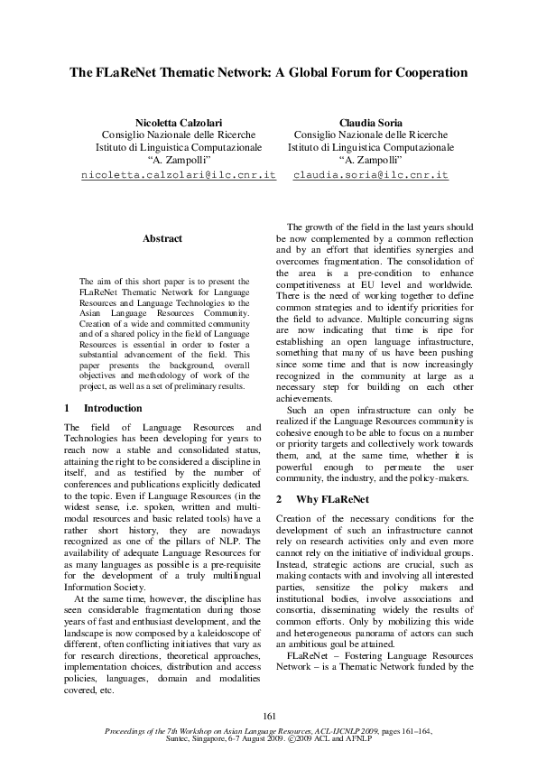 (PDF) The FLaReNet Thematic Network: a global forum for cooperation