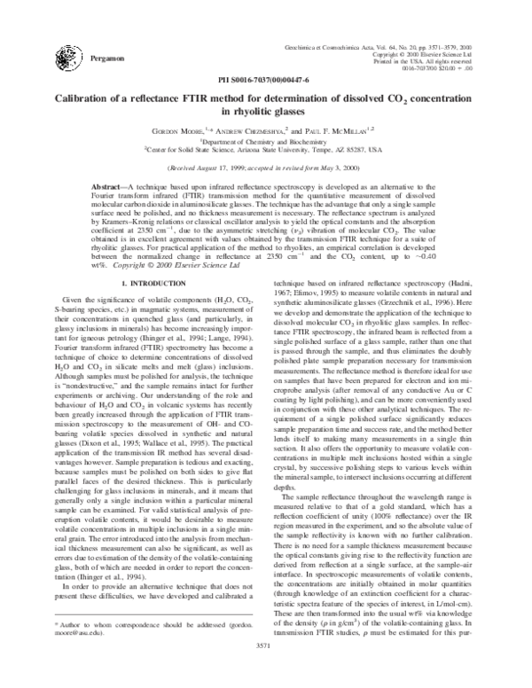 (PDF) Calibration of a reflectance FTIR method for determination of dissolved CO 2 concentration ...