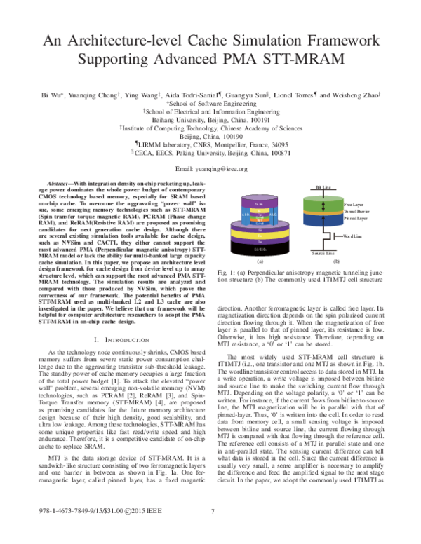 (PDF) An architecture-level cache simulation framework supporting advanced PMA STT-MRAM
