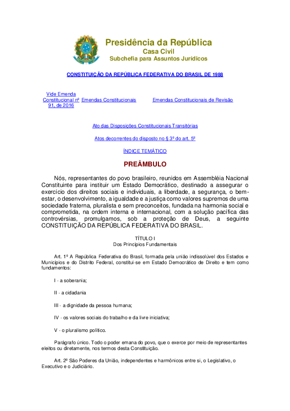 (PDF) Constituição da República Federativa do Brasil / 1988 ...