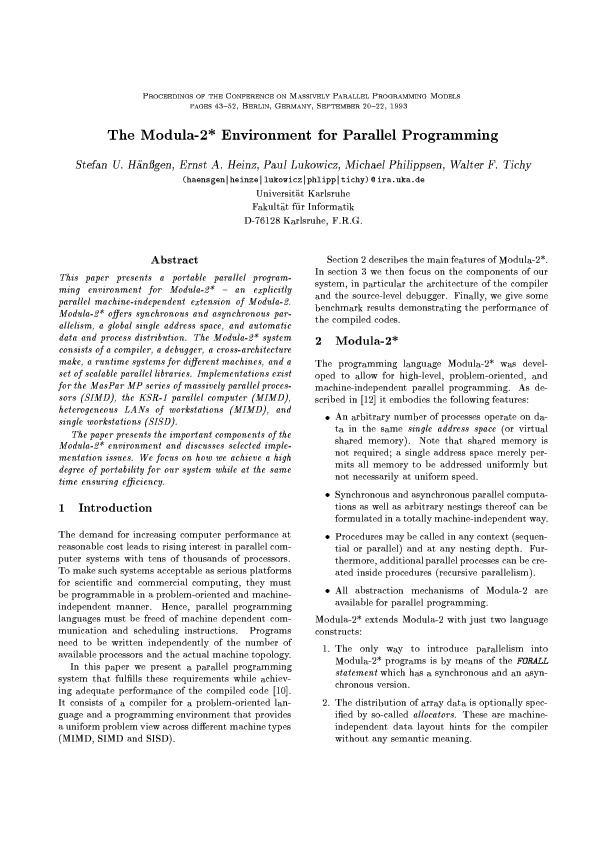 (PDF) The Modula-2* environment for parallel programming