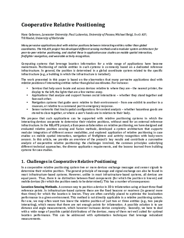 (PDF) Cooperative Relative Positioning