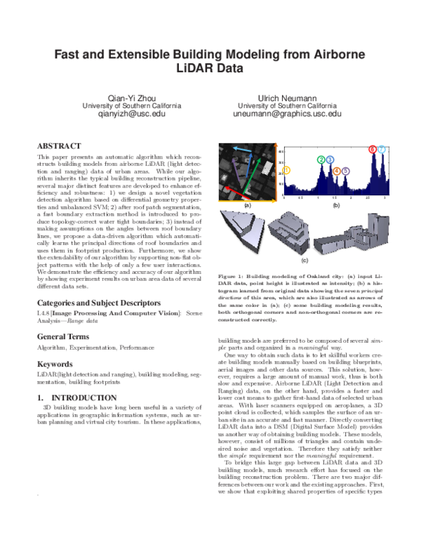 (PDF) Fast and extensible building modeling from airborne lidar data