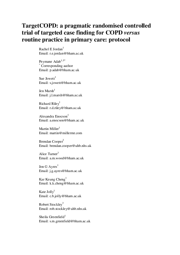 (PDF) TargetCOPD: a pragmatic randomised controlled trial of targeted case finding for COPD ...