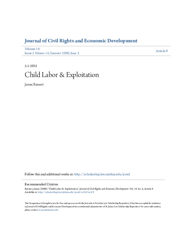 (PDF) Child Labor & Exploitation