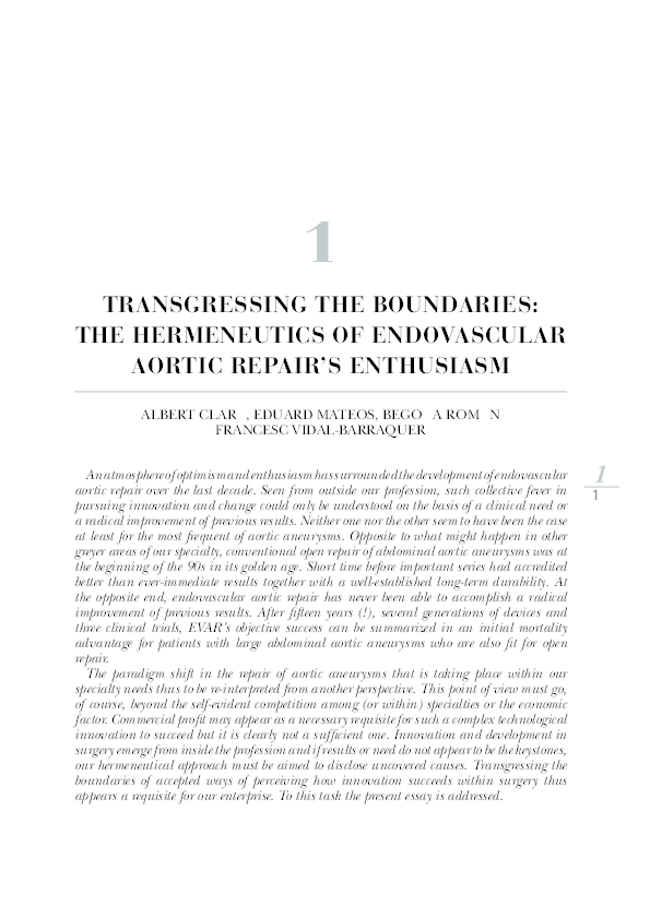 (PDF) TRANSGRESSING THE BOUNDARIES: THE HERMENEUTICS OF ENDOVASCULAR AORTIC REPAIR'S ENTHUSIASM