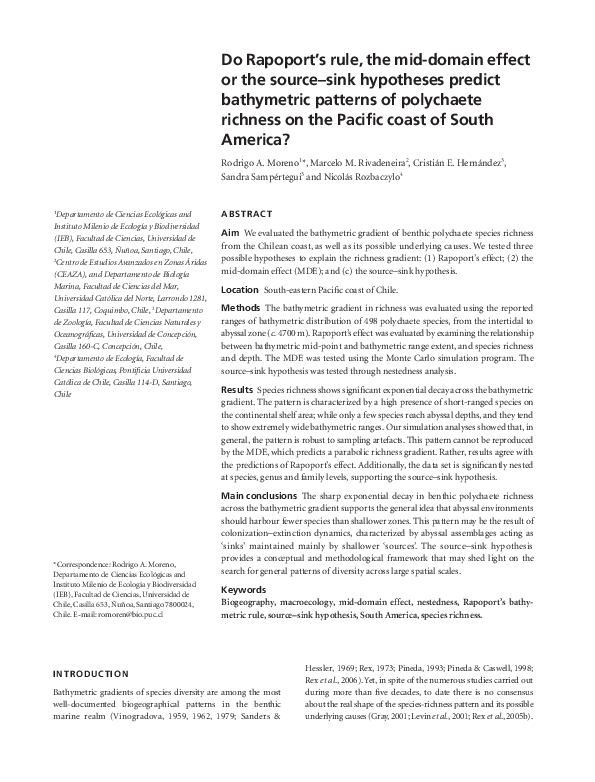 (PDF) Do Rapoport's rule, the mid-domain effect or the source-sink ...