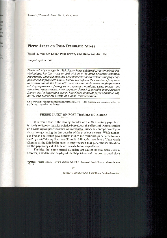 (PDF) Pierre Janet on post-traumatic stress
