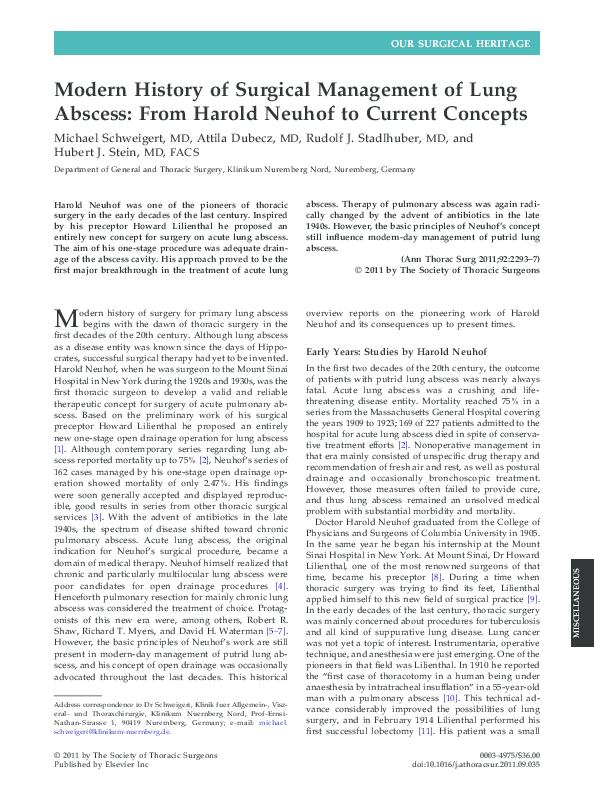 (PDF) Modern History of Surgical Management of Lung Abscess: From ...