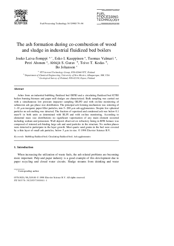 (PDF) The ash formation during co-combustion of wood and sludge in ...
