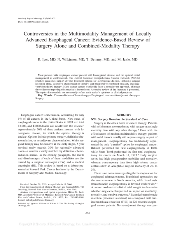 (PDF) Controversies in the Multimodality Management of Locally Advanced ...