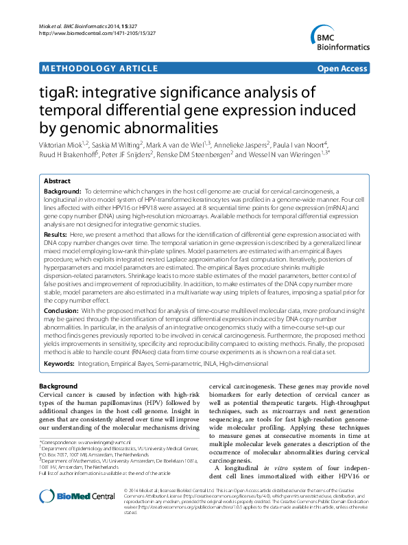 (PDF) tigaR: integrative significance analysis of temporal differential ...