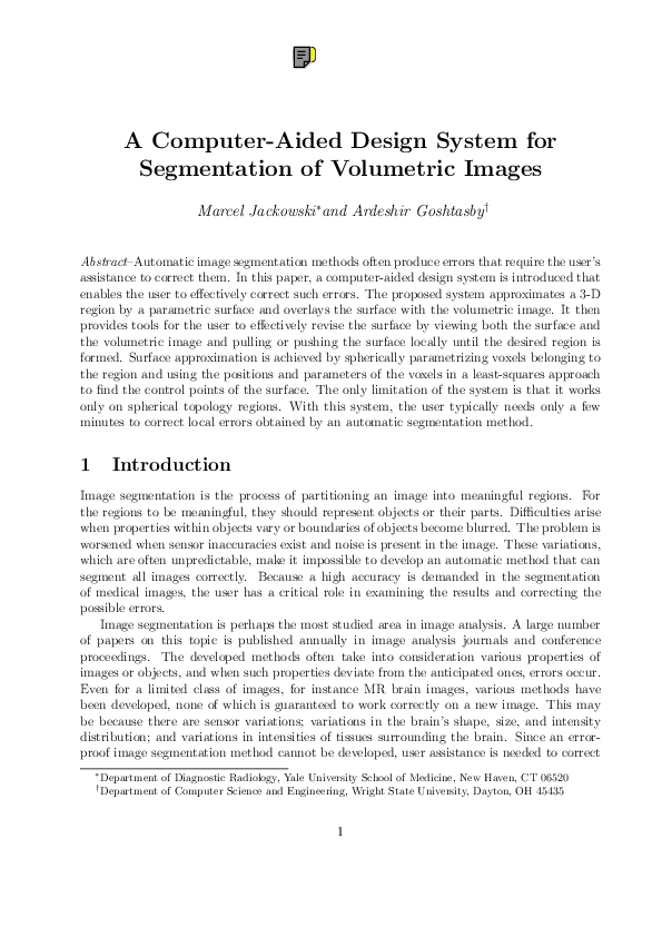 (PDF) A Computer-Aided Design System for Segmentation of Volumetric Images