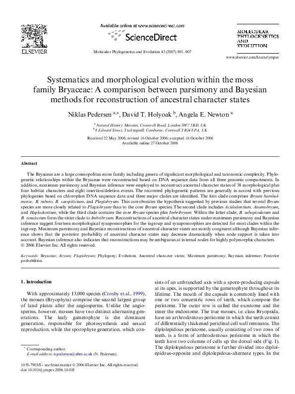 (PDF) Systematics and morphological evolution within the moss family ...