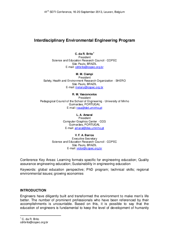 (PDF) Interdisciplinary environmental engineering program