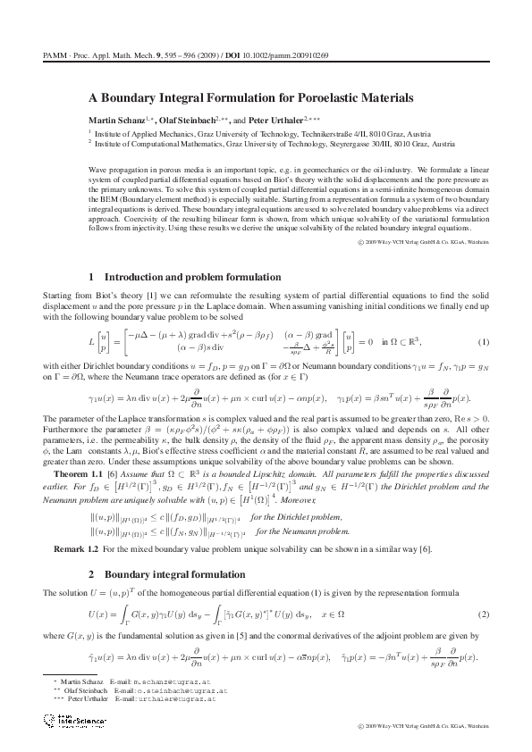 (PDF) A Boundary Integral Formulation for Poroelastic Materials