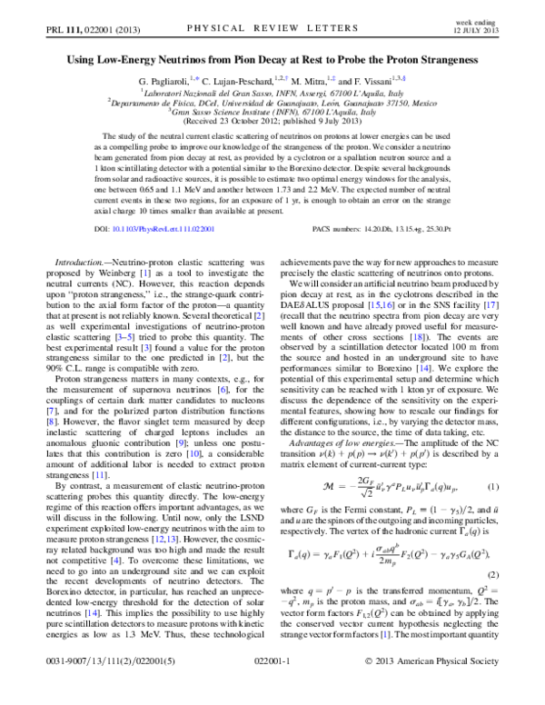 (PDF) Using Low-Energy Neutrinos from Pion Decay at Rest to Probe the ...