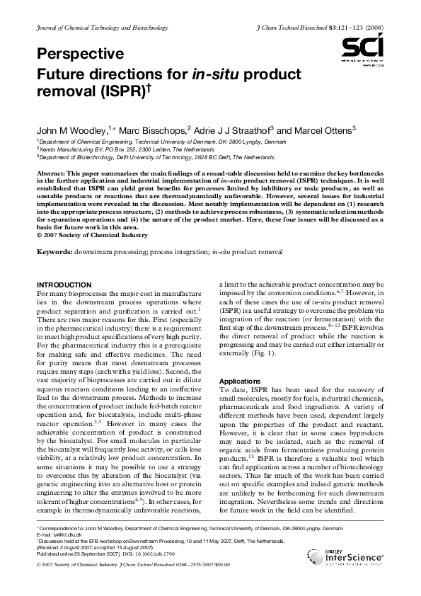 (PDF) Future directions forin-situ product removal (ISPR)