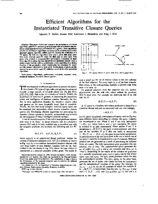 (PDF) Efficient algorithms for the instantiated transitive closure queries