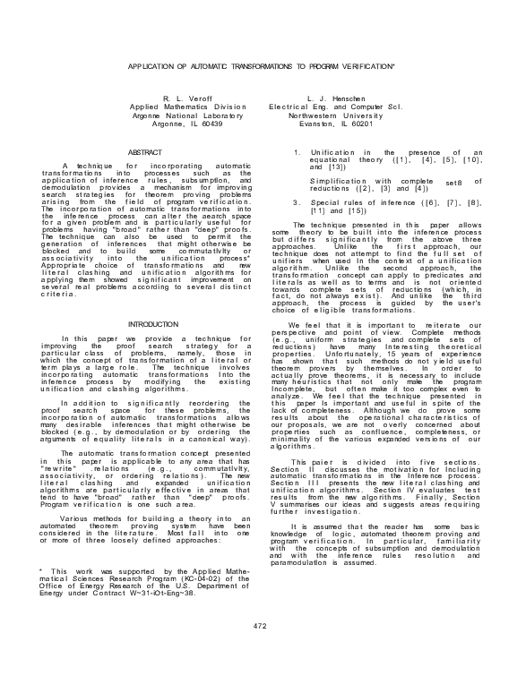 Pdf Application Of Automatic Transformations To Program Verification