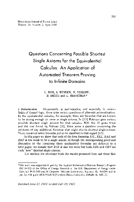 (PDF) Questions concerning possible shortest single axioms for the ...