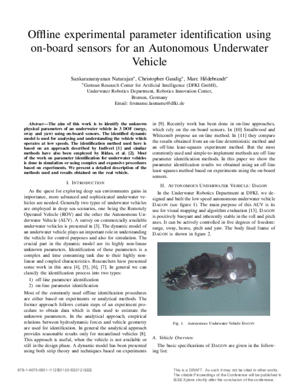 (PDF) Offline experimental parameter identification using on-board ...