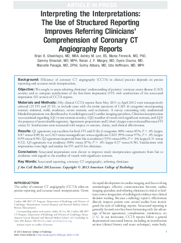(PDF) Interpreting the Interpretations: The Use of Structured Reporting ...