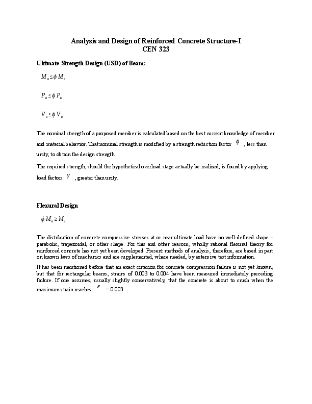 (DOC) Ultimate Strength Design (USD) of Beam