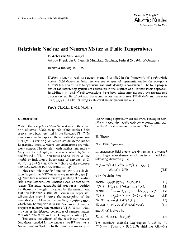 (PDF) Relativistic nuclear and neutron matter at finite temperatures
