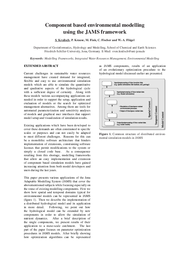 (PDF) Component based environmental modelling using the JAMS framework
