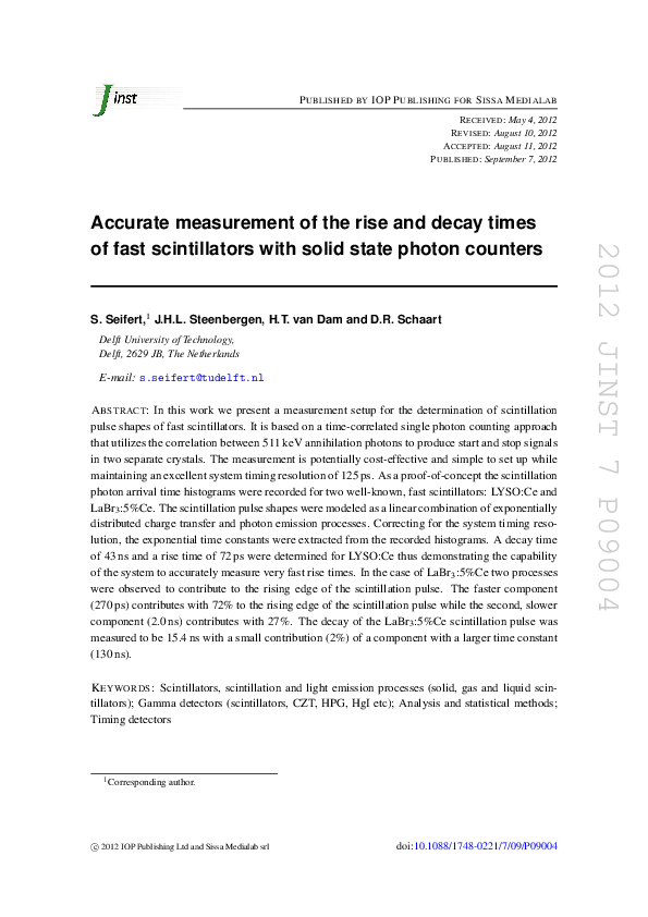 (PDF) Accurate measurements of the rise and decay times of fast ...