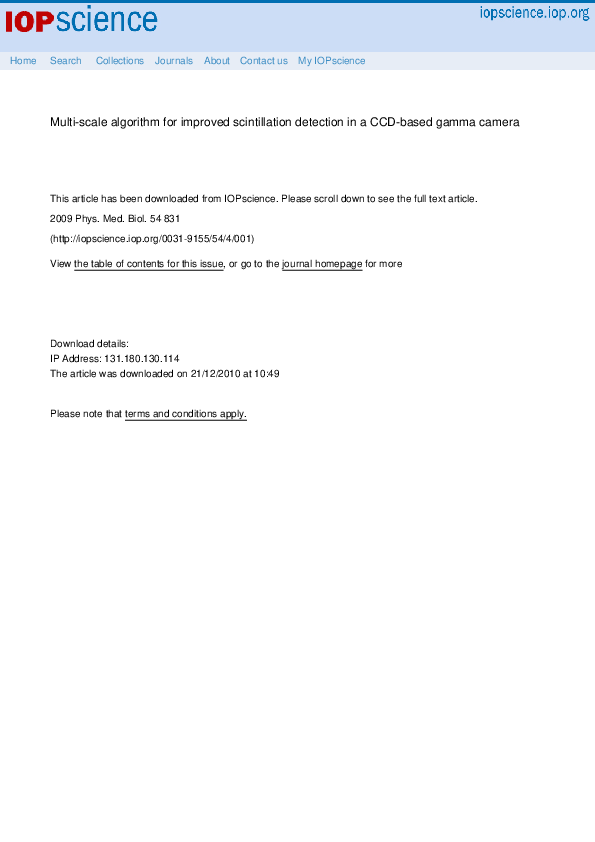 Pdf Multi Scale Algorithm For Improved Scintillation Detection In A